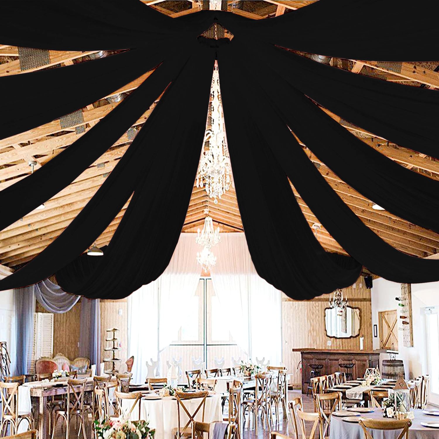 Black Ceiling Drapes Wedding Ceiling Curtains 5x20 FT 2 Panels Draping ...