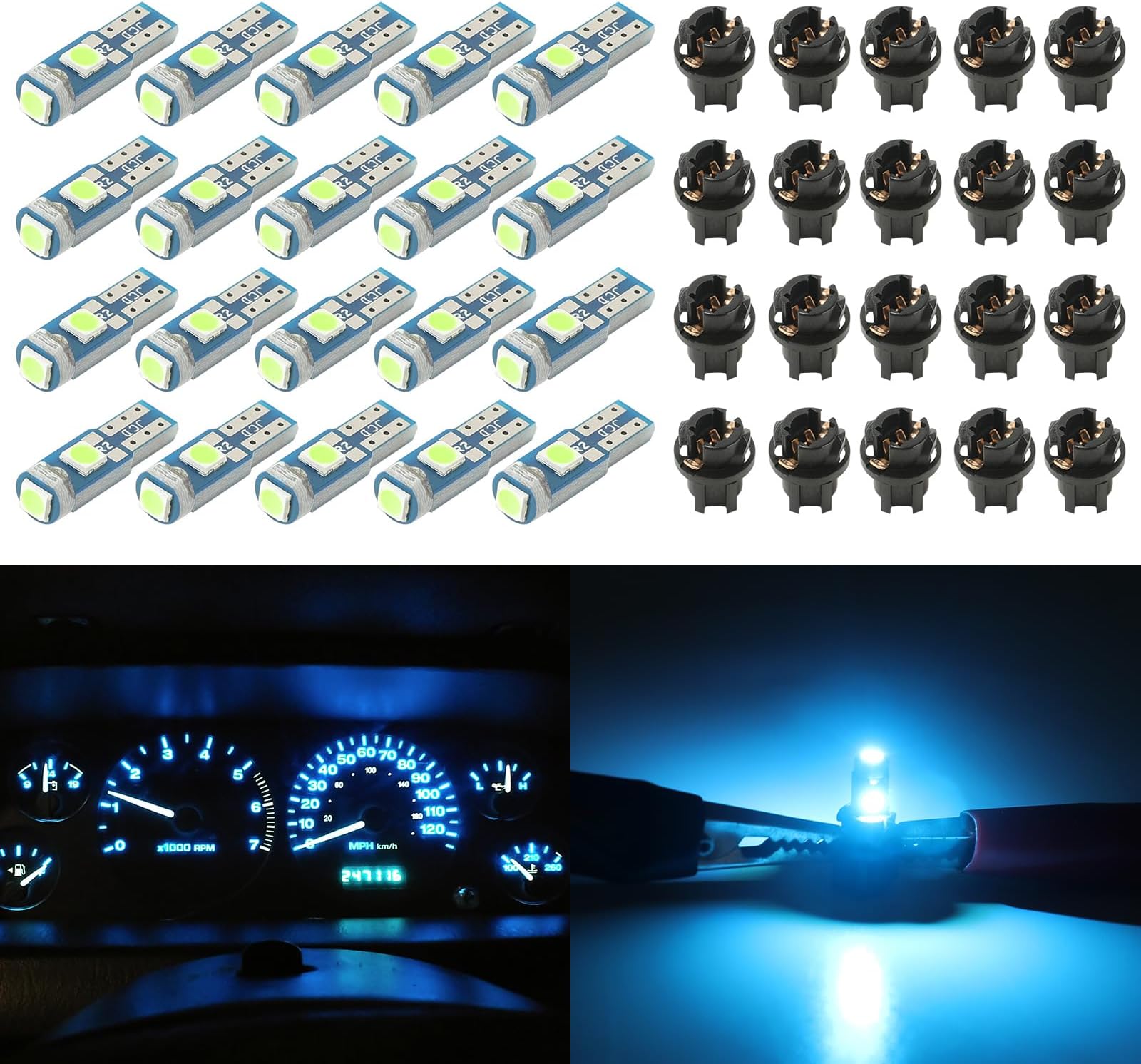 Amazon.com: Bright White T5 2721 37 70 286 Wedge PC74 PC37 74 Led Bulb ...