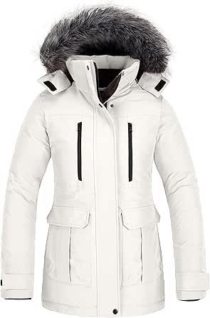 Amazon.com: CHIN·MOON Women's Hooded Winter Jacket Thick Snow Coat Warm ...