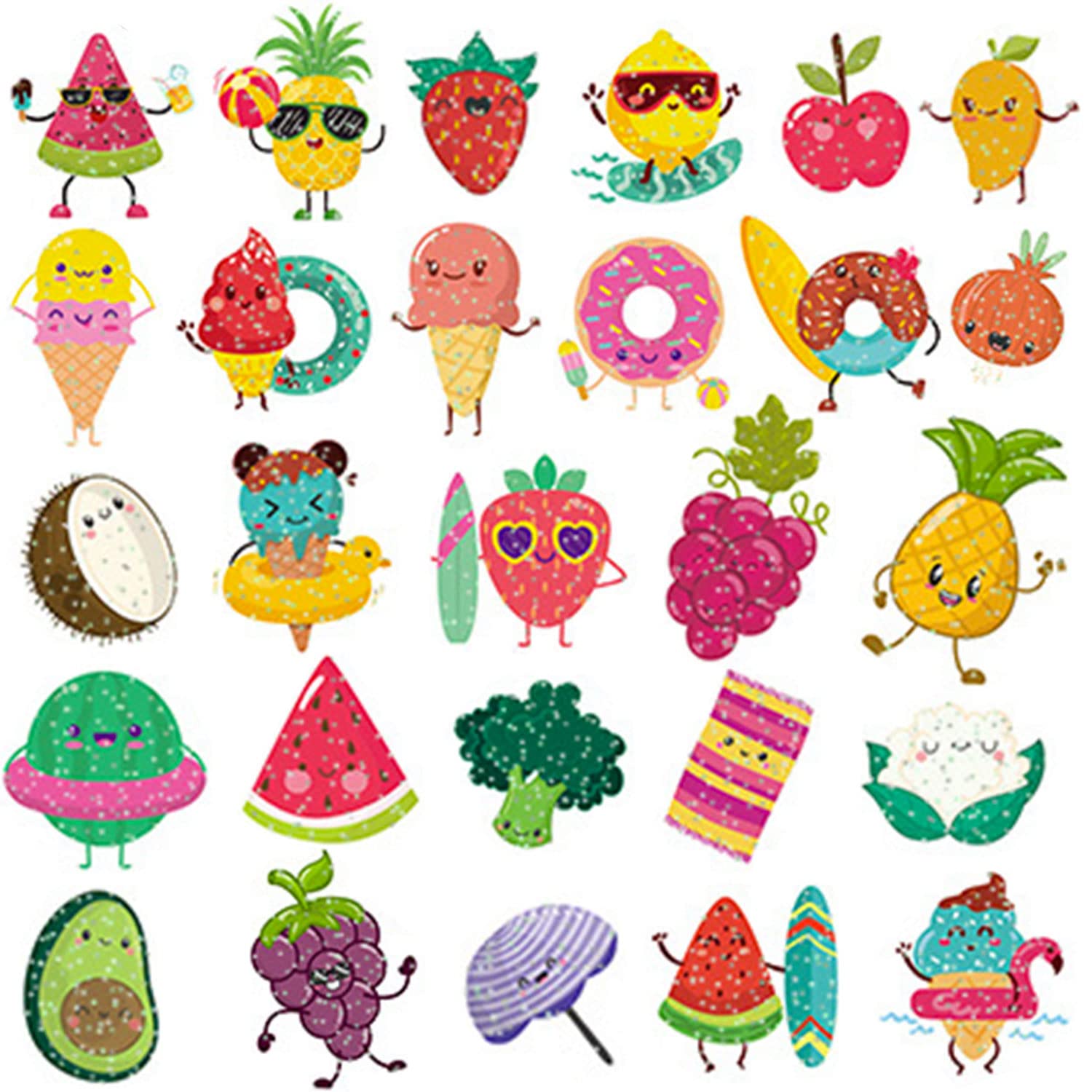 Amazon.com : Cute Glitter Temporary Tattoo Stickers for Kids Vegetables ...