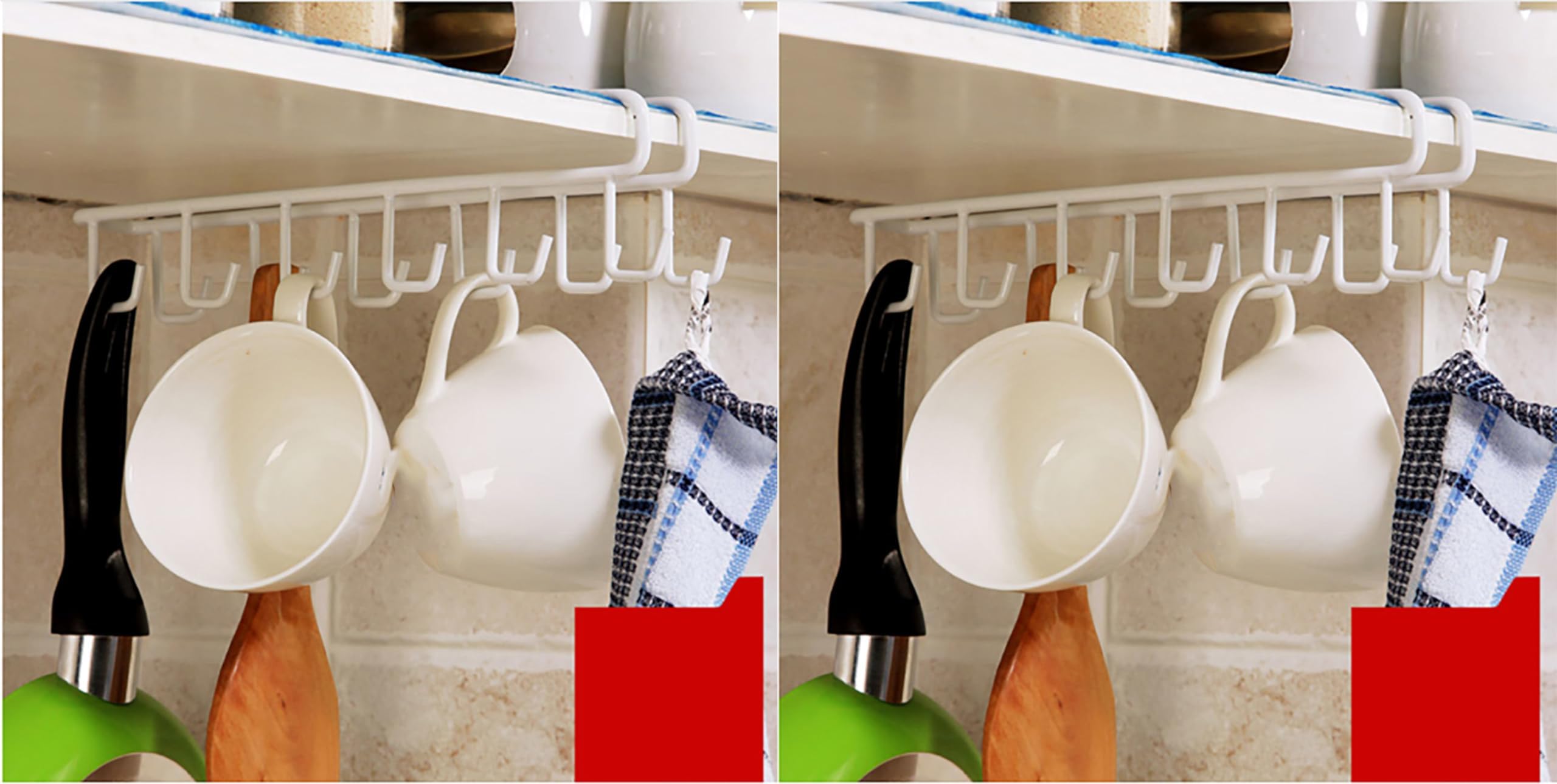 MosQuick® 2 Pcs(24 Hooks) Kitchen Organizer Multipurpose Crockery ...