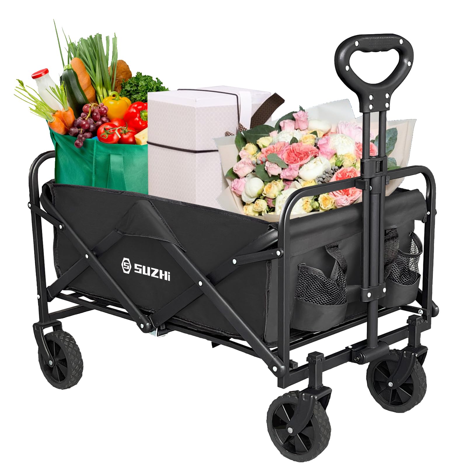 SuZhi Small Wagons Carts Foldable Collapsible Grocery Wagon Cart on ...
