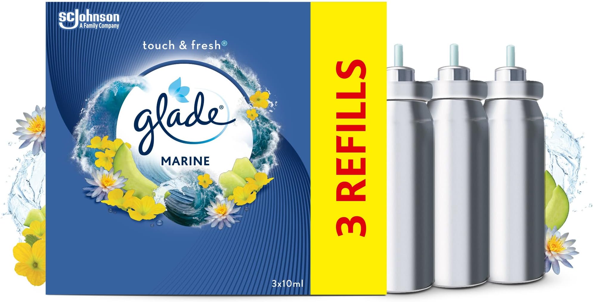 glade 3 x Touch & Fresh Starter Set Support désodorisant avec 1 ...