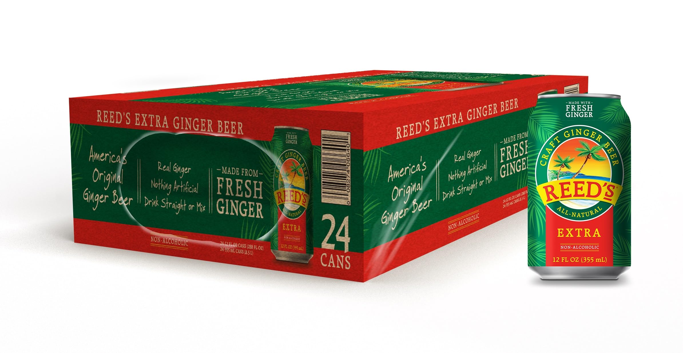 Amazon.com : Reed's Extra Ginger Beer - Crafted with Fresh Ginger Root ...