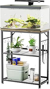 Amazon.co.jp: DEWEL 水槽台 60cm 中棚の高さ5段階調整可能 下棚の高さ3段階調整可能 水槽棚 水槽 台 ラック 棚 スタンド 水槽ラック 60cm水槽用 フック付き ...