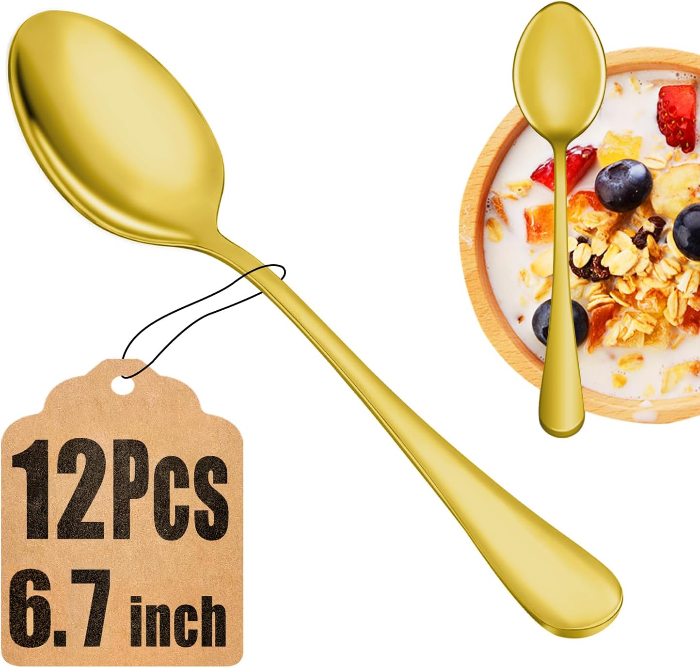 Amazon.com: 12 Piece Gold Dessert Set,Food Grade Stainless Steel Tea ...