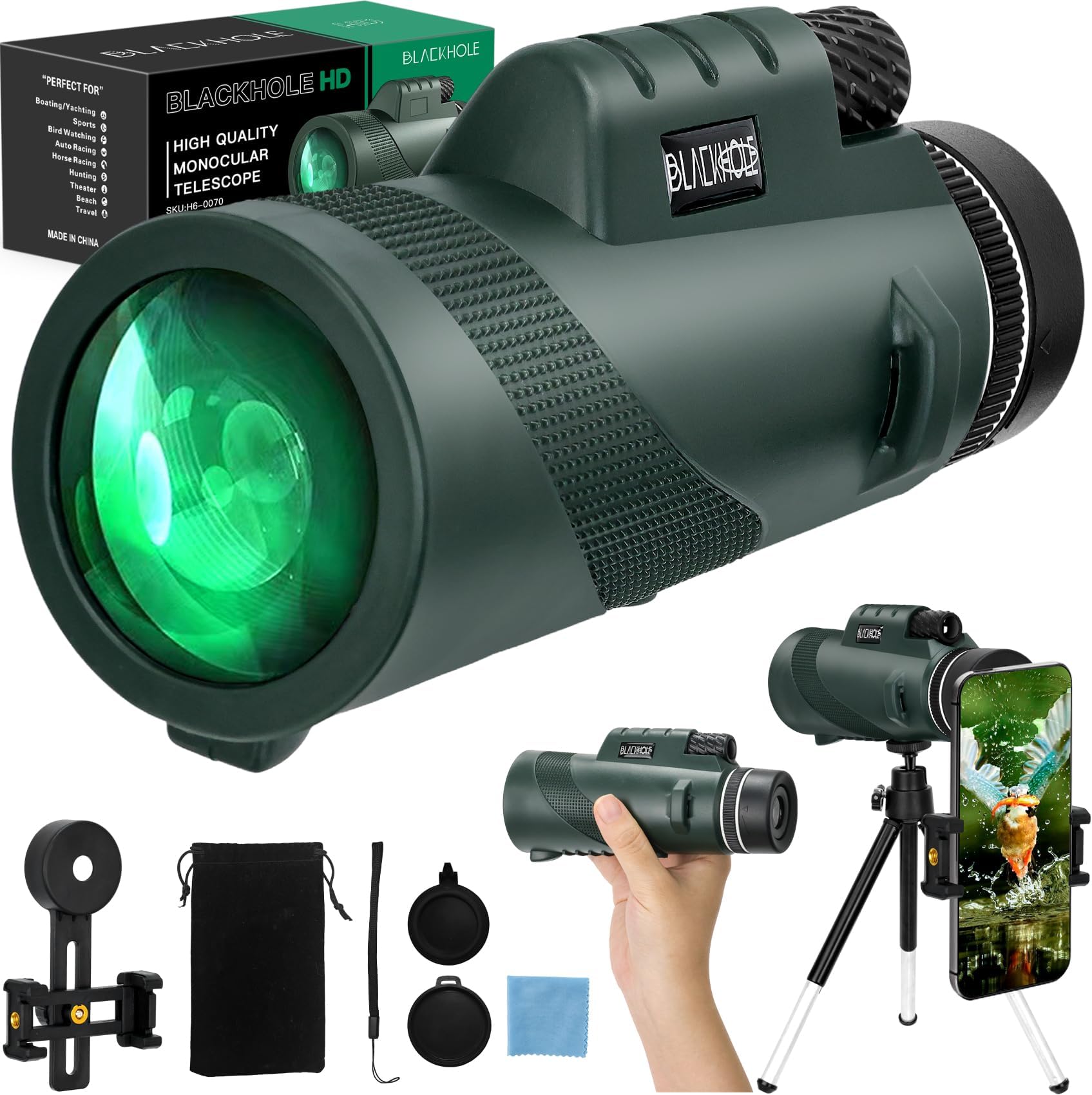Black hole 10X42 HD Monocular Telescope High Power, Waterproof HD ...