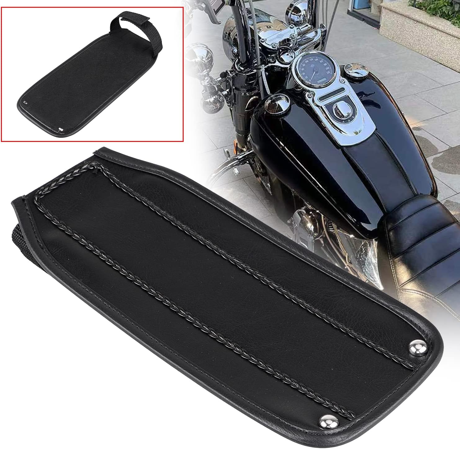 YDLMT Panneau de réservoir de gaz en cuir pour moto Harley Softail ...