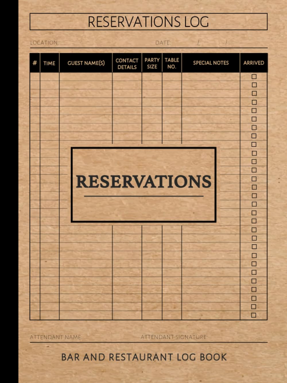 Reservations Bar & Restaurant Log Book: Guest Arrival Tracker. Detail ...