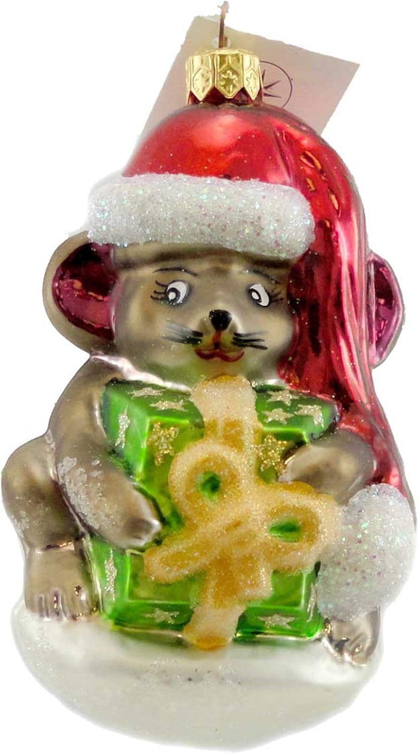 Amazon.com: Christopher Radko MOUSE WRAP Blown Glass Ornament Starlight ...