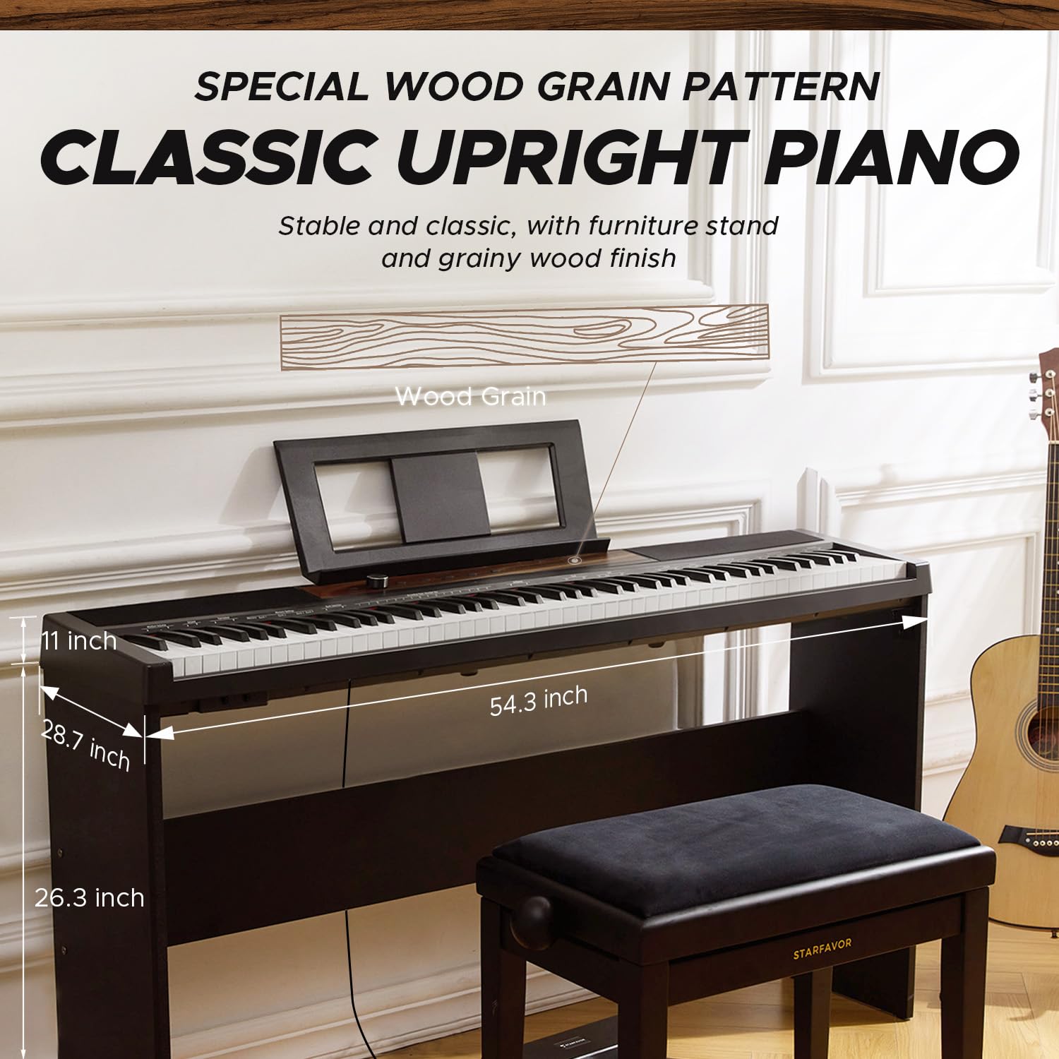 Starfavor 88 key Digital Piano Keyboard, Velocity-Sensitive Full Size ...