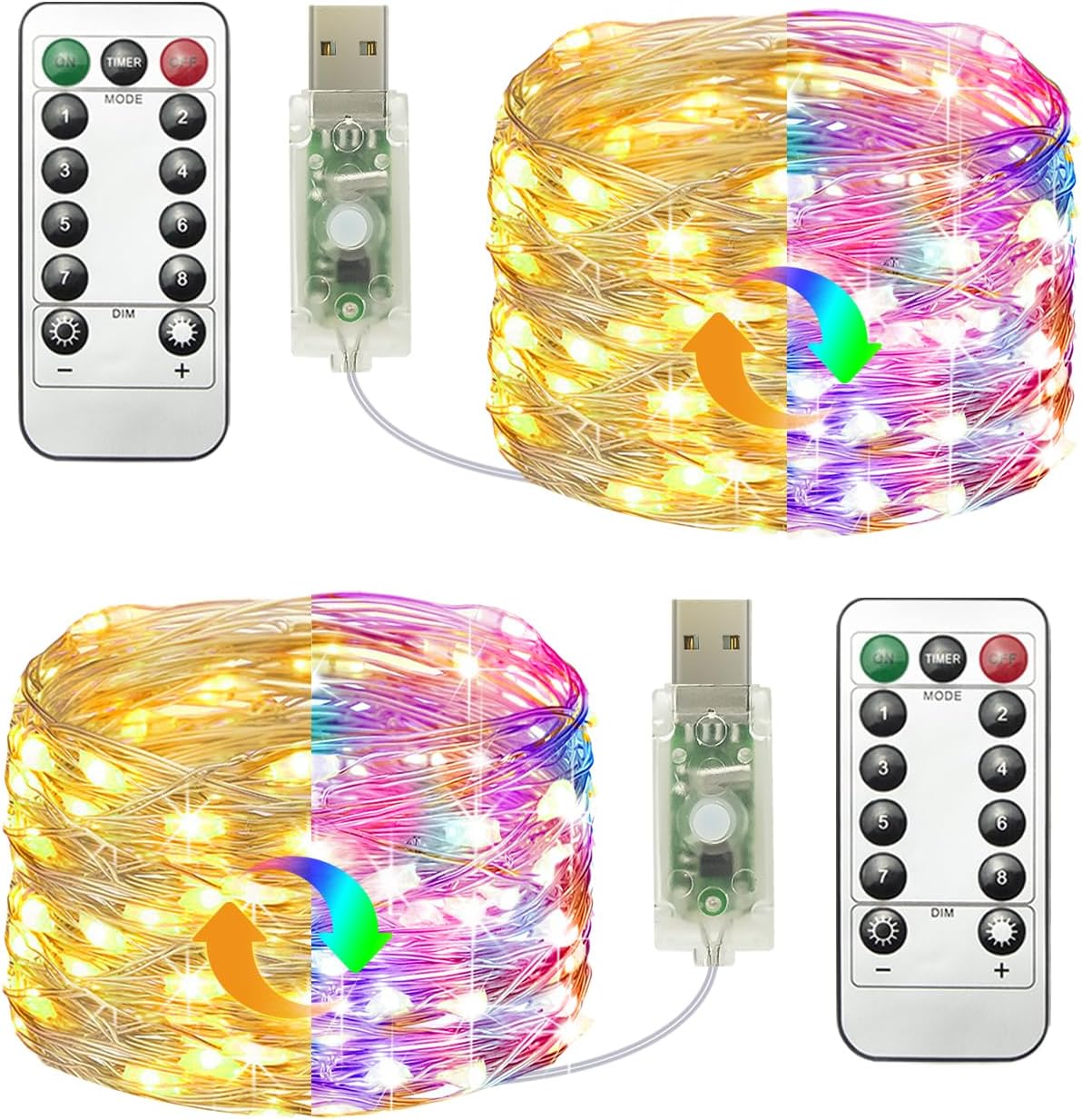 litogo Fairy Lights Dimmable[2 Packs], Total 78FT 240LED USB String ...