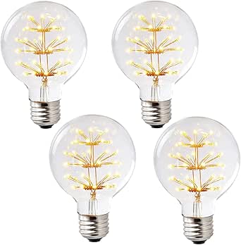DINOWIN 4Pack Vintage LED Light Bulbs, G95 3W E27 LED Lamp Glass Retroe ...