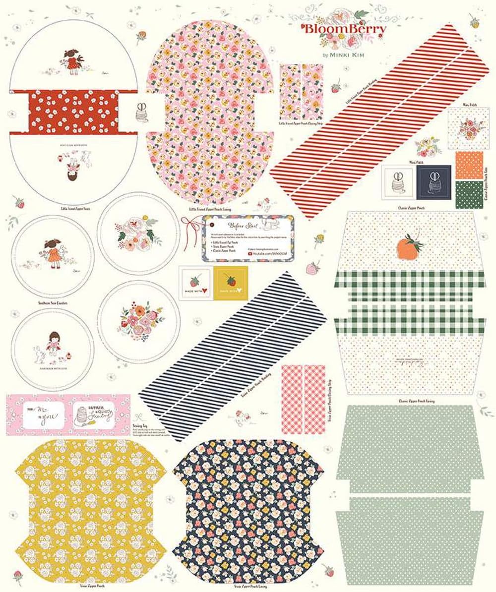 Amazon.com: Riley Blake 36"" X 43"" Panel BloomBerry Zipper Pouch ...