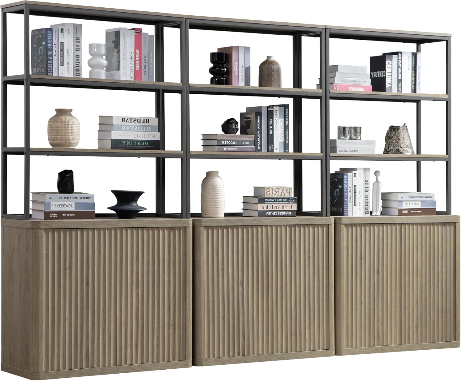Amazon.com: SICOTAS Book Shelf Fluted Bookshelf Tall Bookcase with ...