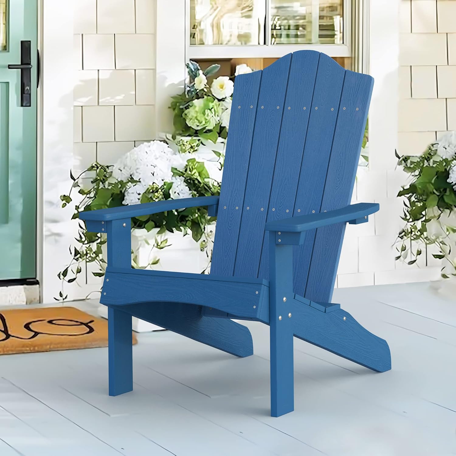 Amazon.com : LUE BONA Adirondack Chair, Navy Blue Poly Adirondack Fire ...