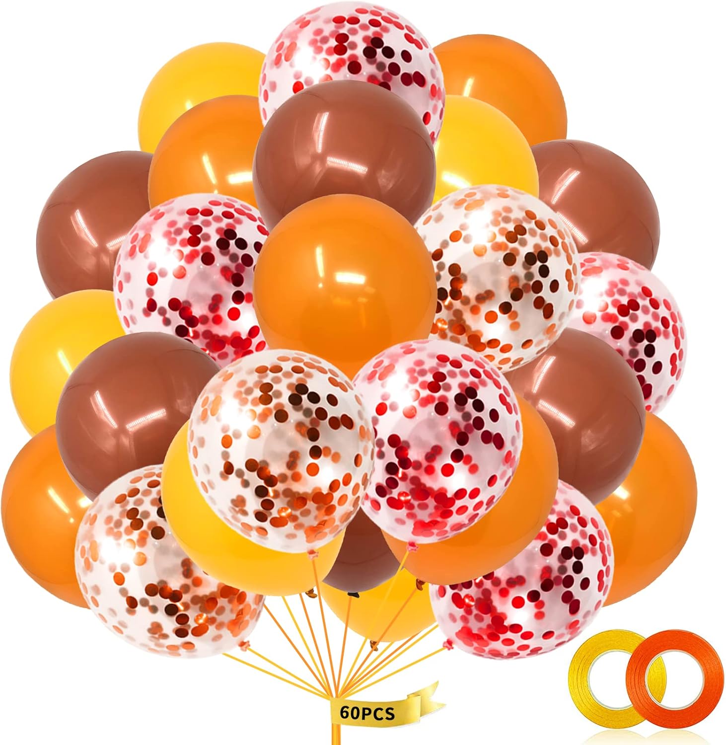 Amazon.com: Dragonfy 60Pcs Yellow Orange Red Confetti Balloons with ...