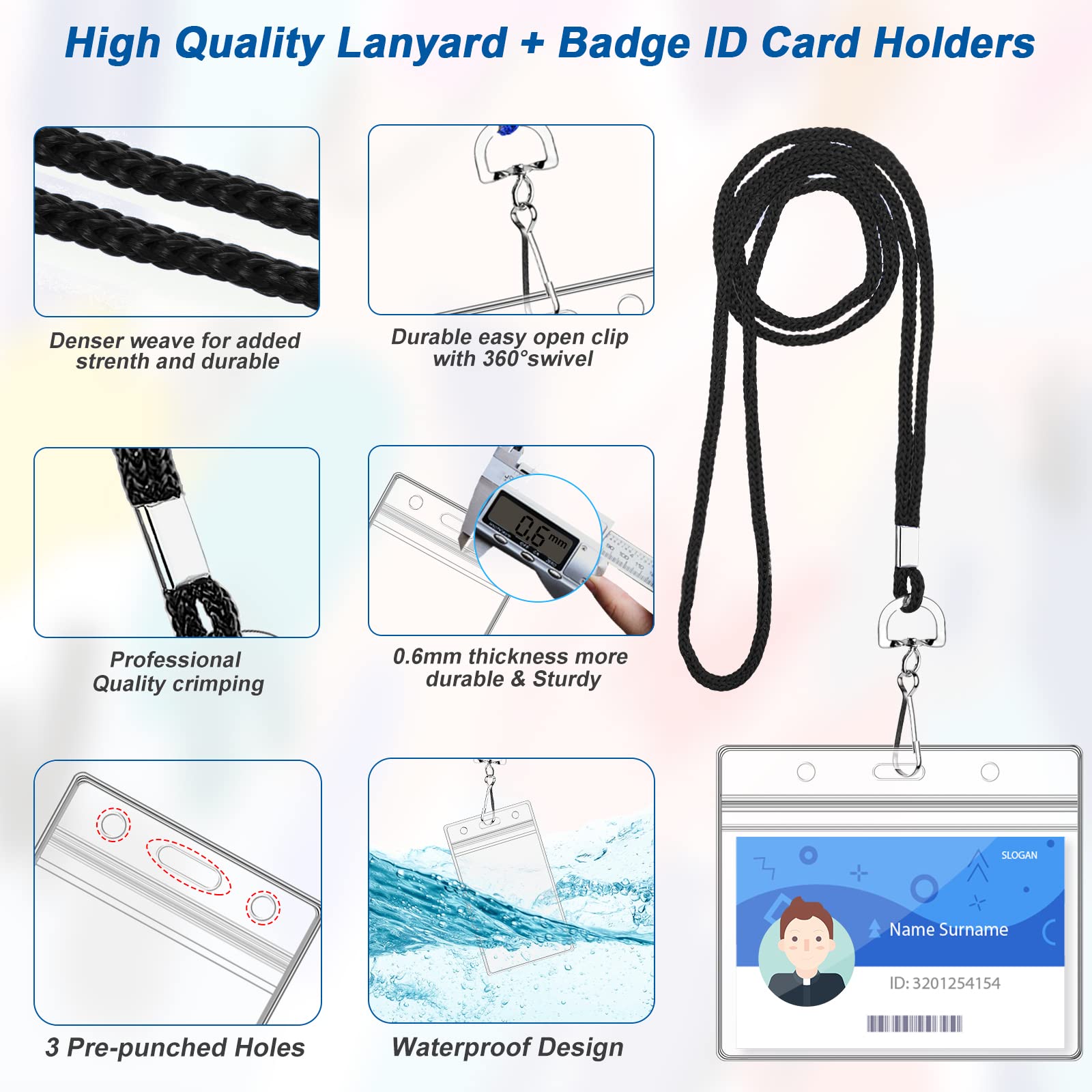 Snapklik 100Pcs Clear Plastic Horizontal Name Tag Badge ID Card snapklik-100pcs-clear-plastic-horizontal-name-tag-badge-id-card