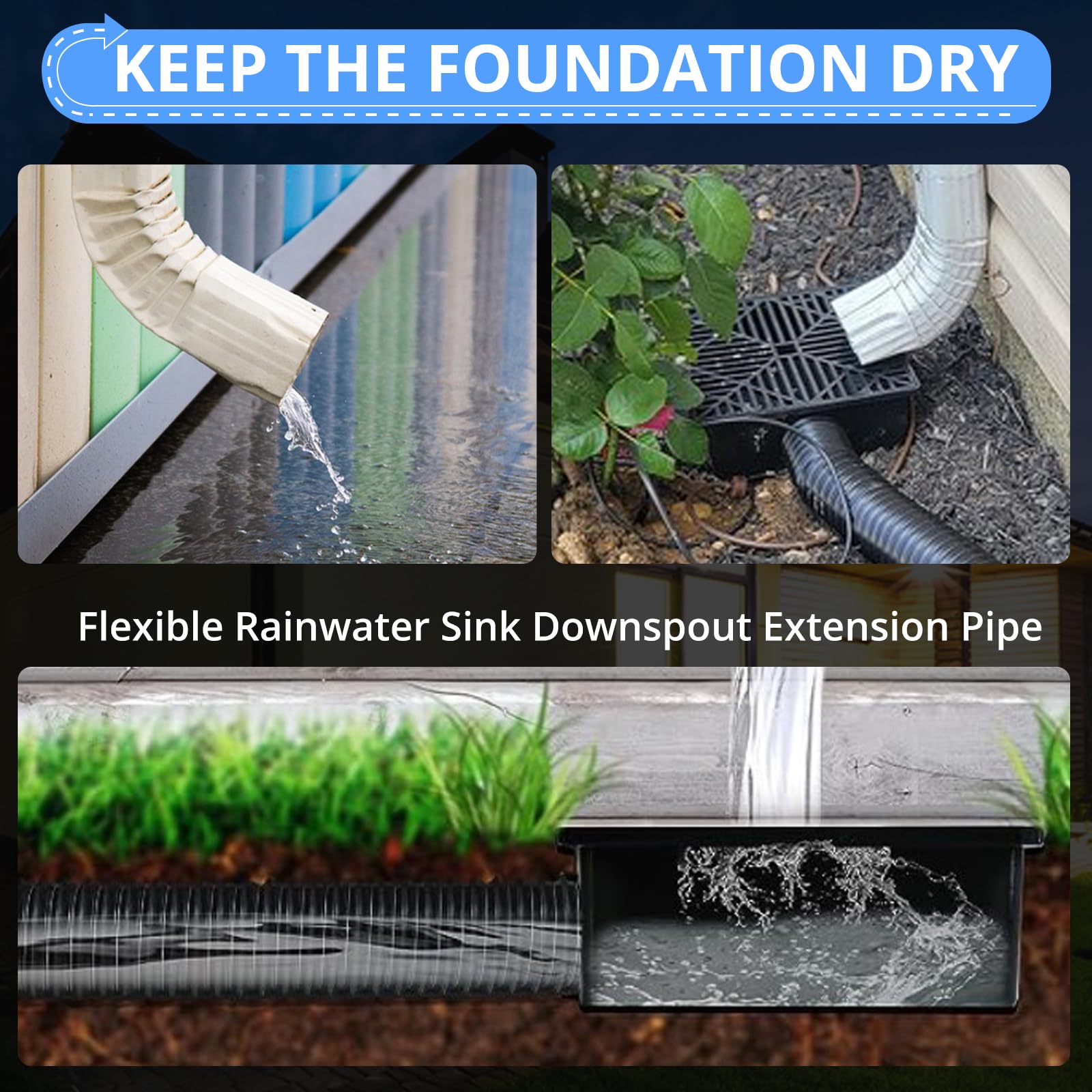 Snapklik.com : Gutter Downspout Extensions 14 To 55inch,Sturdy Catch B ...