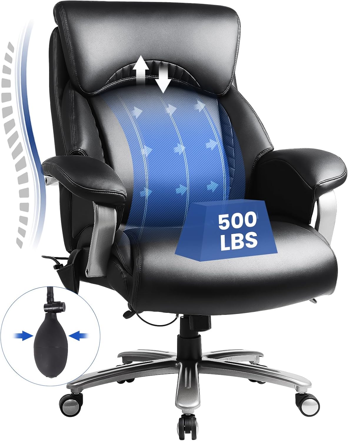 Amazon.com: COLAMY Big and Tall Office Chair 500lbs with Adjustable ...