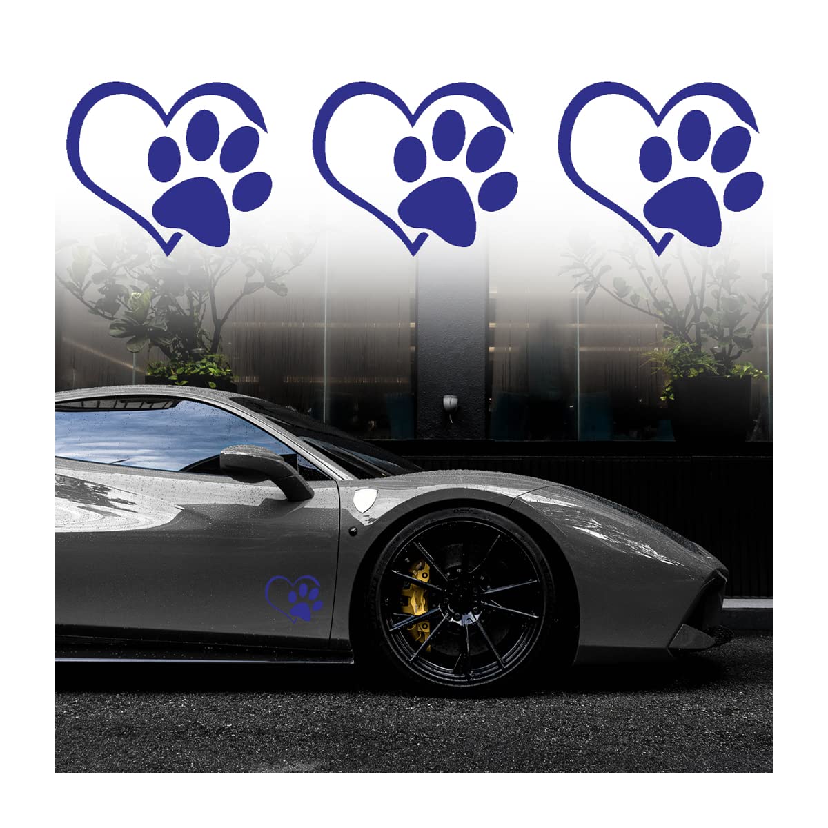 Amazon.com: BELOMI Dog Paw Love Heart Vinyl Car Decal, 3 Pack Pet Puppy ...