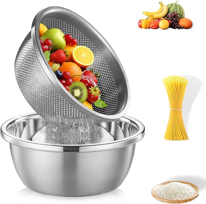 Amazon.com: POPGRADE 304 Stainless Steel Colander 2QT Microporous ...