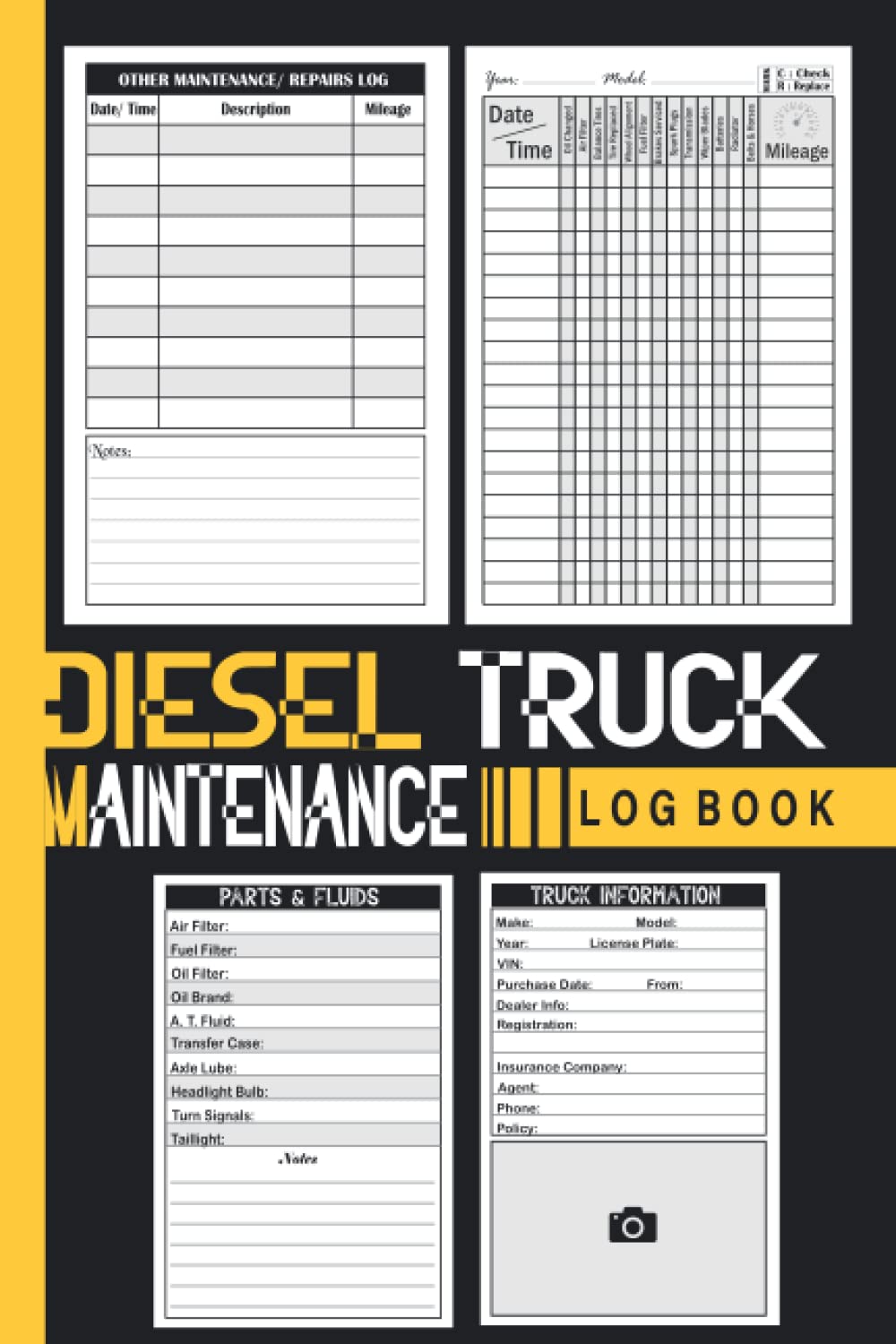 Diesel Truck Maintenance Log Book: Service and Repair Record Book For ...