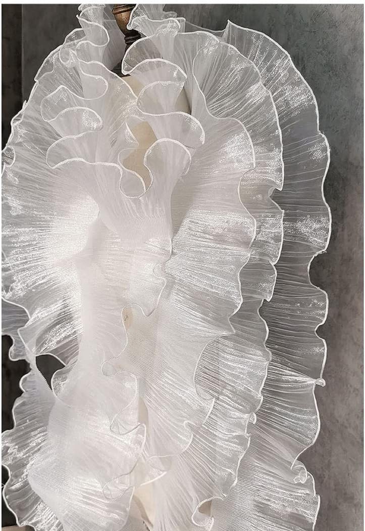 Amazon.com: 5 Yards Retro Ruffle Pleated Chiffon Organza Tulle Fabric ...
