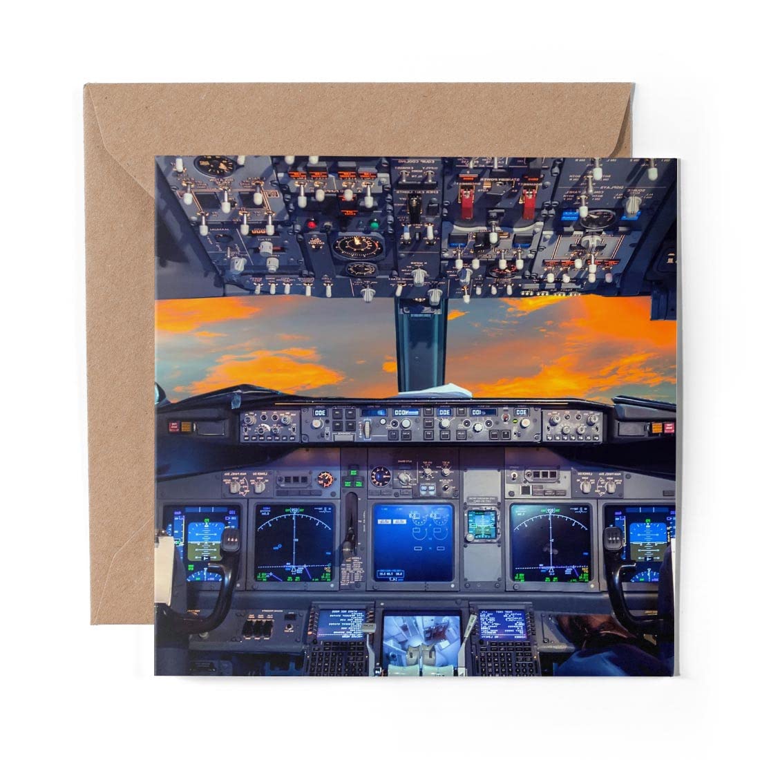 1 x Greeting Card Flight Deck Aeroplane Cockpit Pilot - Blank Birthday ...