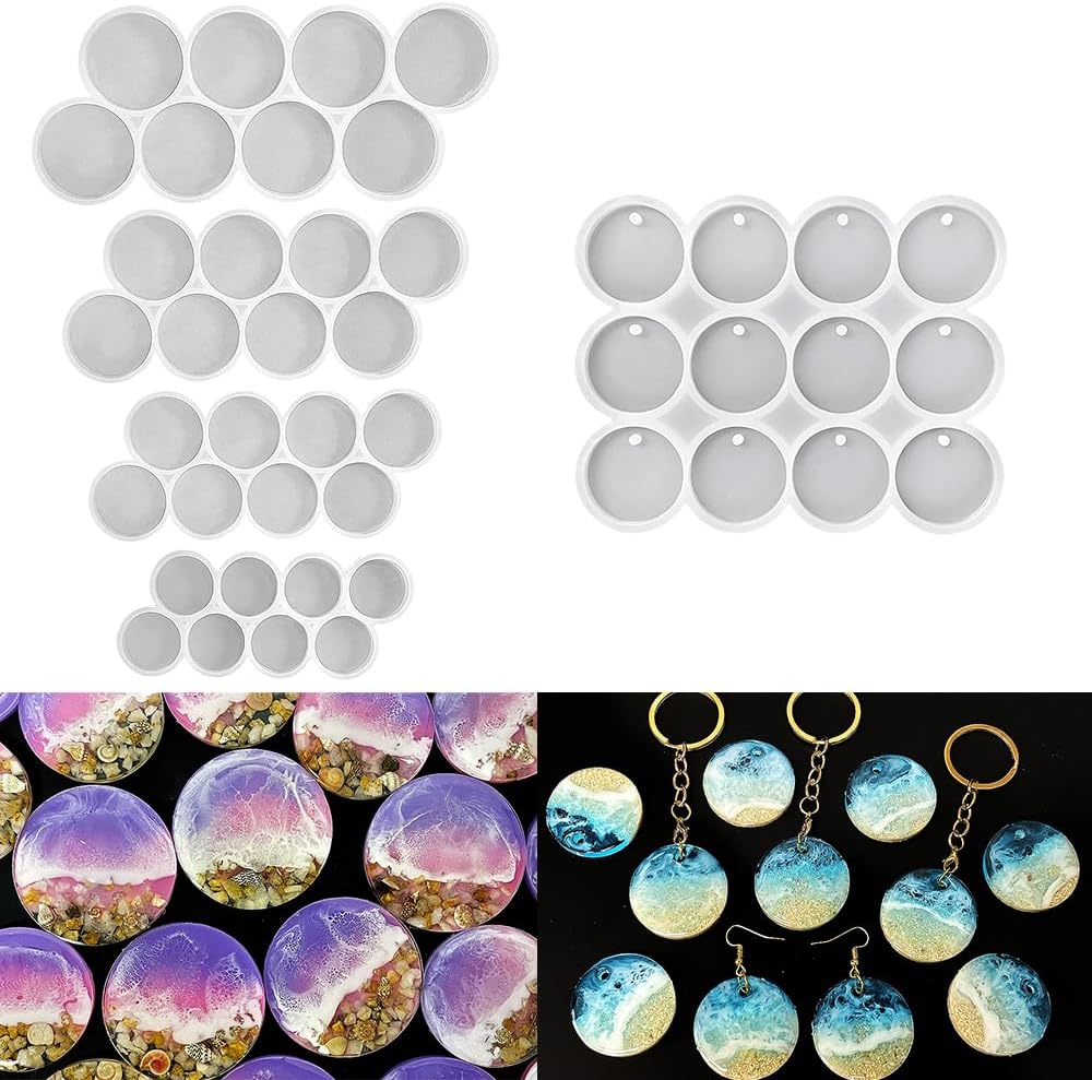 Amazon.com: RESINWORLD 12-Cavity 1.37'' Shiny Flat Circle Silicone Mold ...