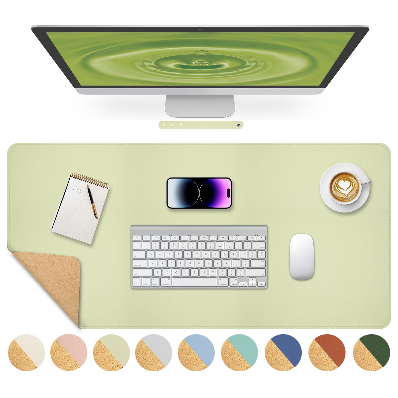 Giecy Desk Mat, Cork PU Leather Desk Pad, Computer Laptop Desk ...