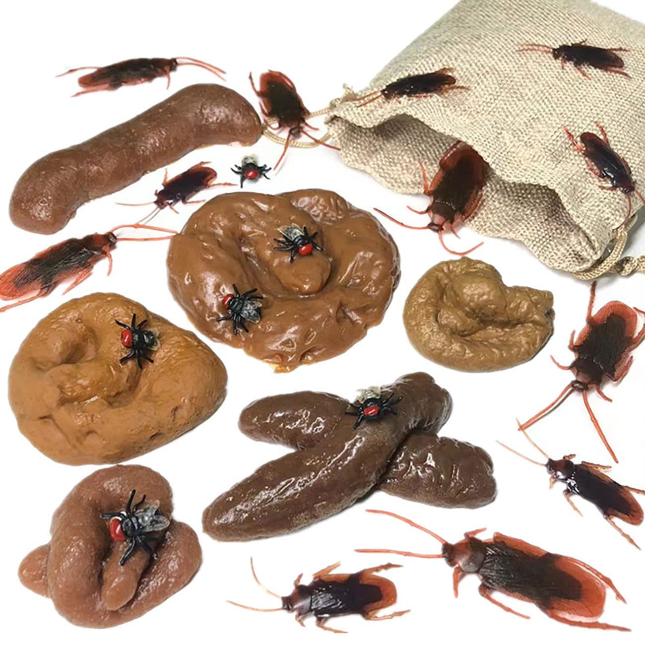Amazon.com: Cooplay 24pcs Fake Dog Poop Realistic Turd Cockroach Fly ...