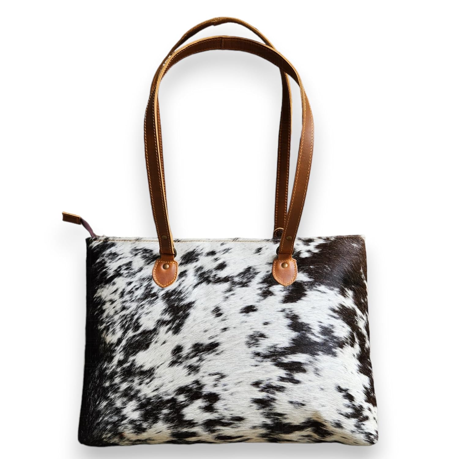 Amazon.com: Ranch Junkie Highlands Large Genuine Cowhide Tote (Black ...