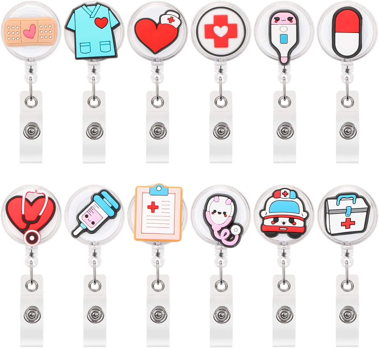 Amazon.com : 8 Pack Nurse Badge Reels, Retractable Cute Nursing ID ...