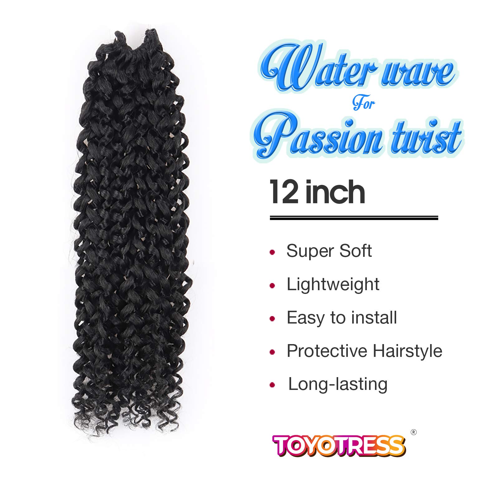 Passion Twist Hair 12Inch 7packs - Natural Black Water Wave Crochet ...