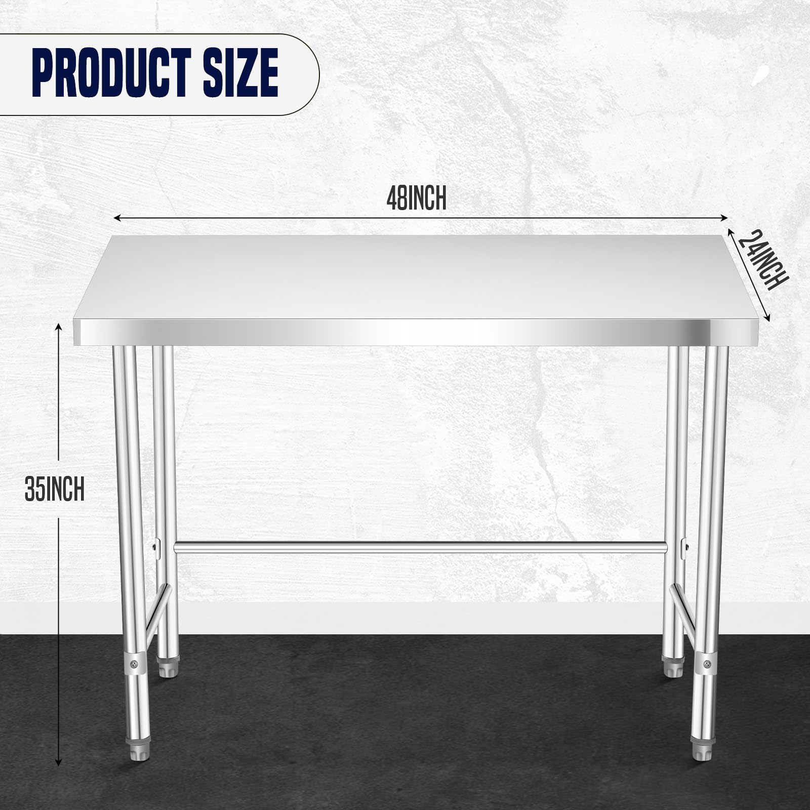 Snapklik.com : Stainless Steel Work Table 48x24 Inch