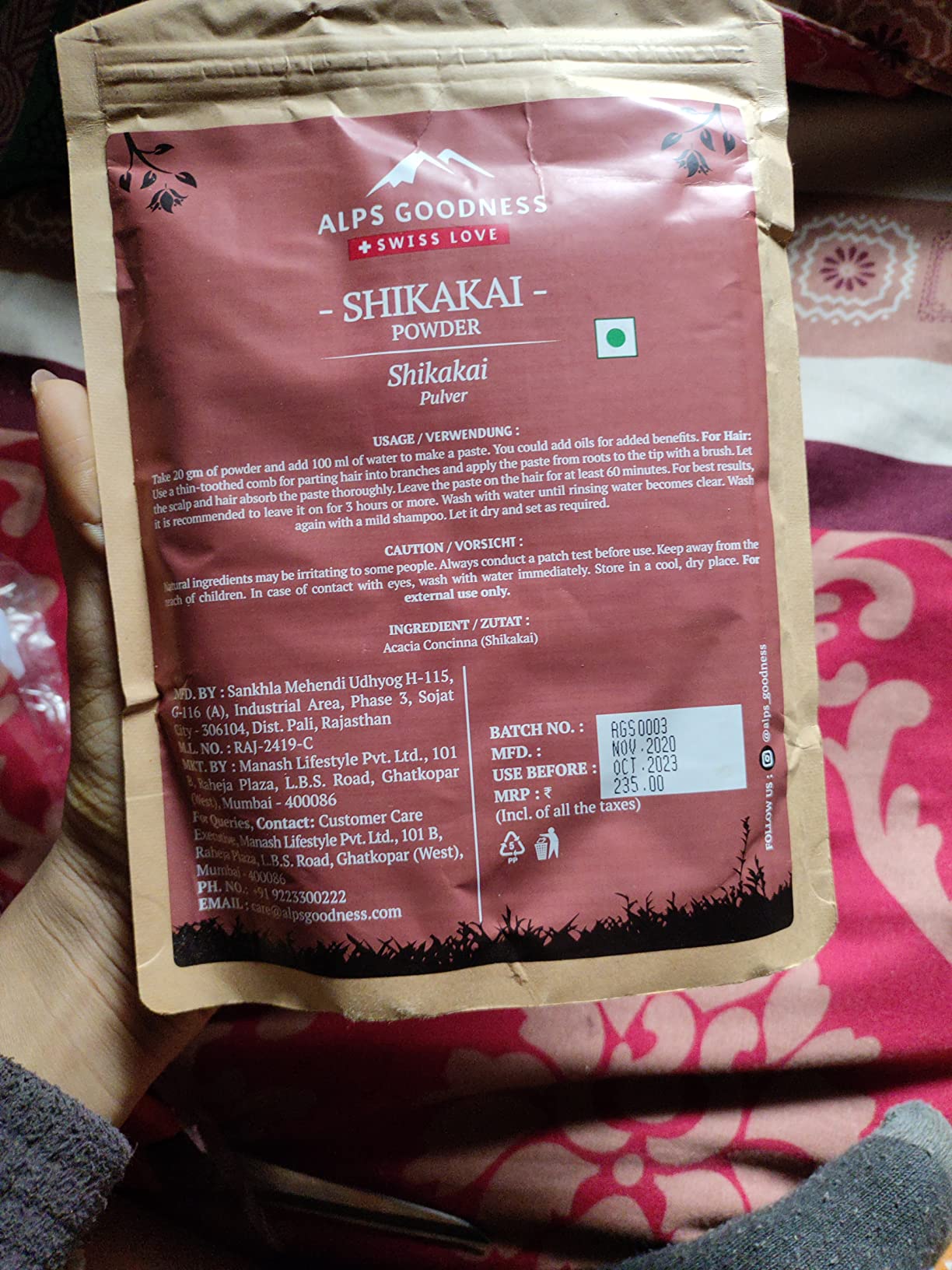Alps Goodness Shikakai Powder (250 g) - Hair Pack Powder for Damaged ...