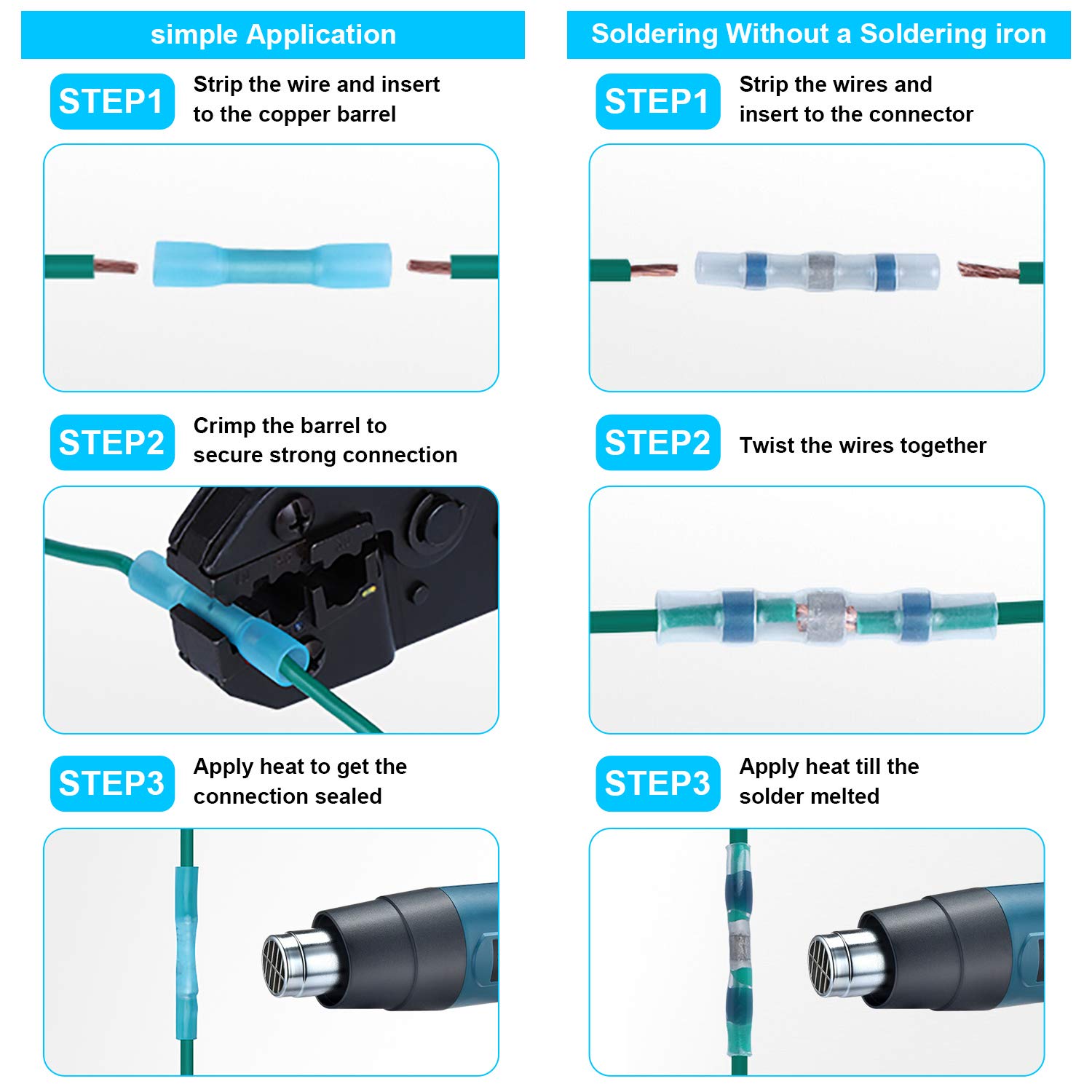 Snapklik.com : 350PCS Solder Seal Wire Connectors Heat Shrink Wire ...
