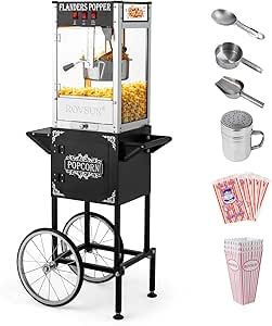 Amazon.com: ROVSUN Popcorn Machine with Cart, Wheels & 8 Oz Kettle ...