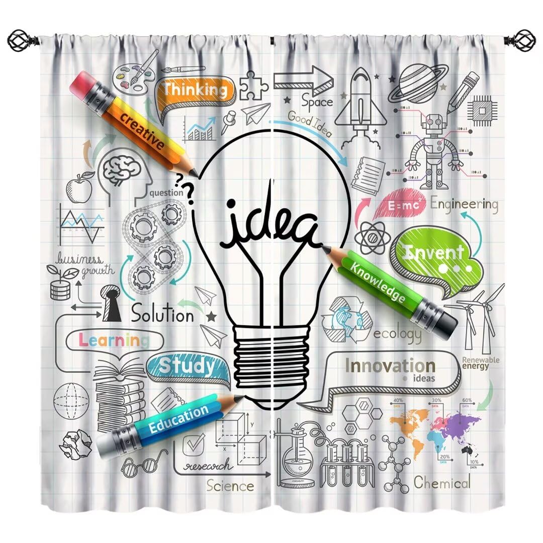 Amazon.com: Science Curtains, School Theme Chemistry Geometry Math ...