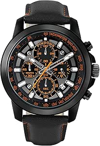 PINDOWS Watches for Men, Men's Analog Quartz Chronograph Watches Waterproof Business Casual ...
