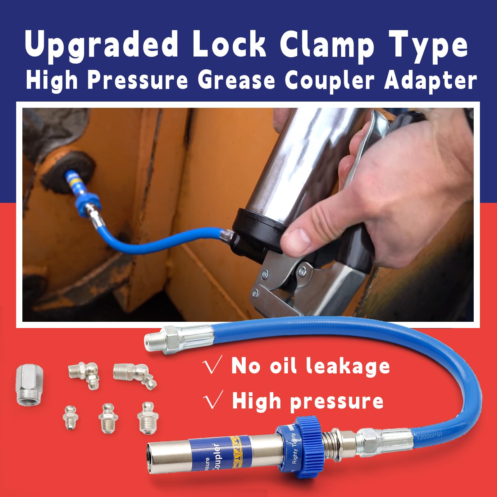 Snapklik.com : High Pressure Grease Coupler, Heavy-Duty Grease Gun ...