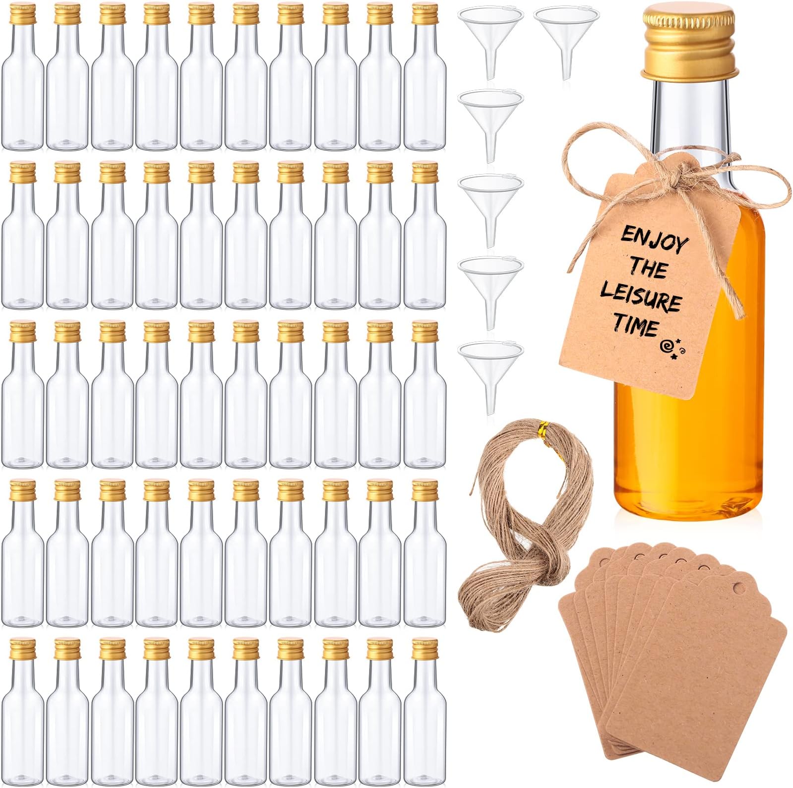 Amazon.com: 100 Pcs Mini Liquor Bottles Set, 1.7oz Mini Empty Plastic ...
