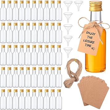 Amazon.com: Yinder 100 Pcs Mini Liquor Bottles Set 1.7oz Bulk Small ...