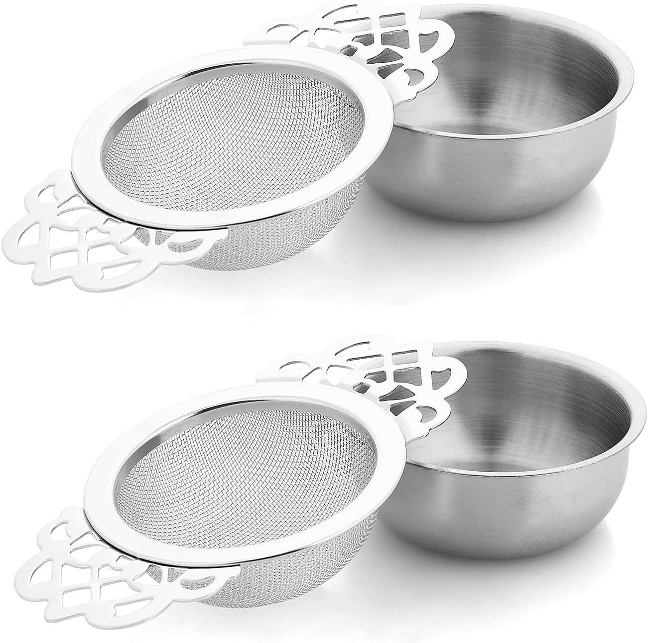 Amazon.com: 2 Pack Small Fine Mesh Tea Strainers with Bowl, Stainless ...