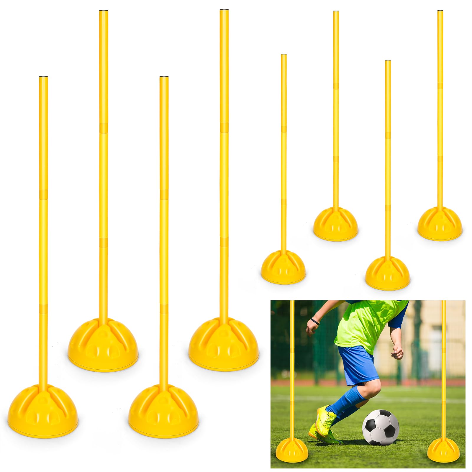 8 Pcs Agility Poles Set Coaching Sticks with Base Detachable Sports ...