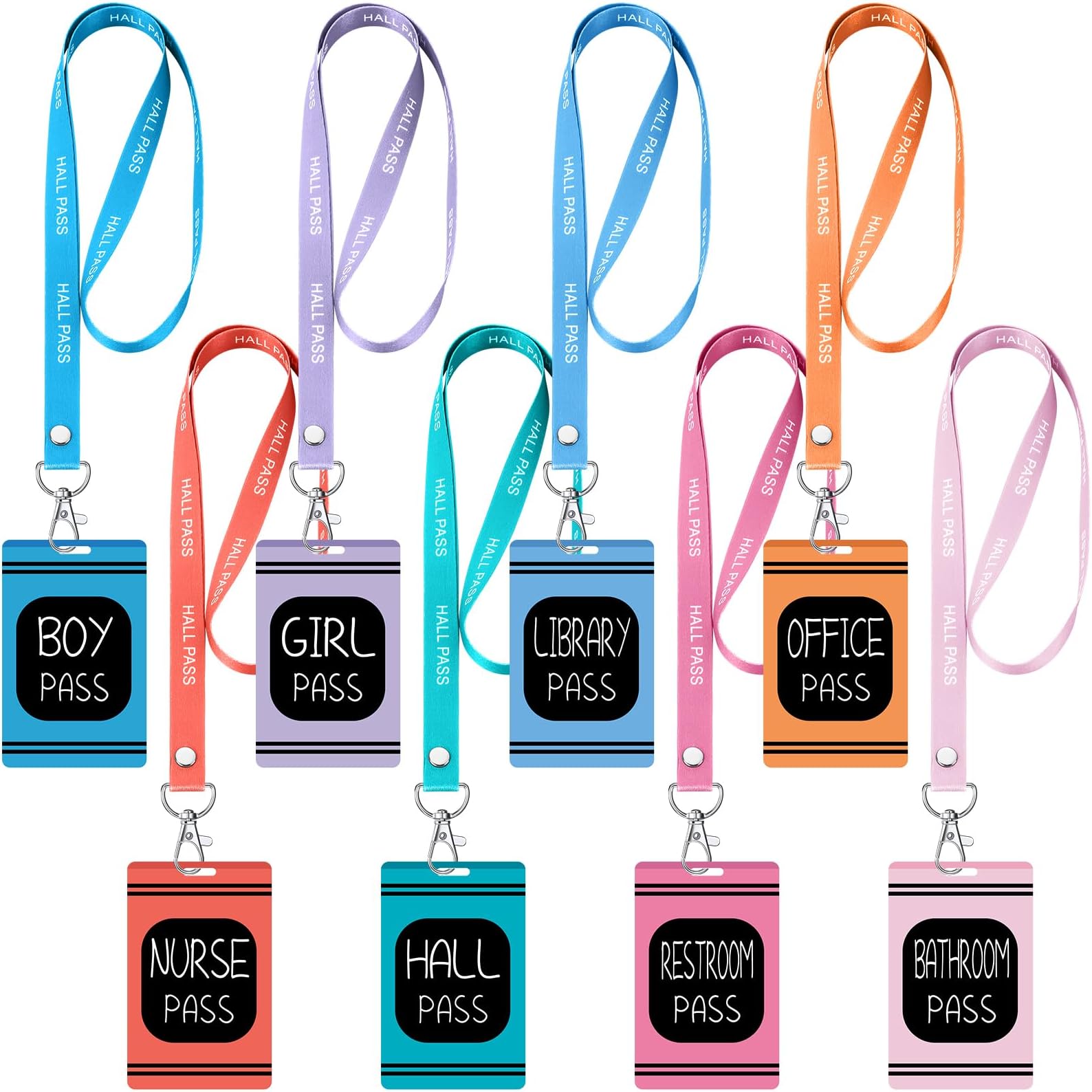Amazon.com: Fun-Plus 12 Pack Hall Pass Lanyards Unbreakable Plastic ...