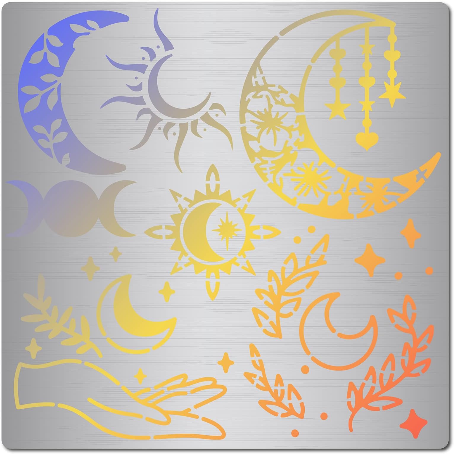 Amazon.com: GORGECRAFT 16cm Metal Moon Stencil Moon Phase Templates Sun ...