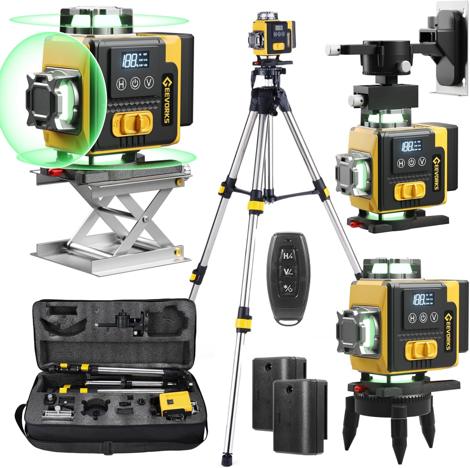 Geevorks Niveau Laser Professionnel 4D 16 Lignes Autonivelant, Portée ...