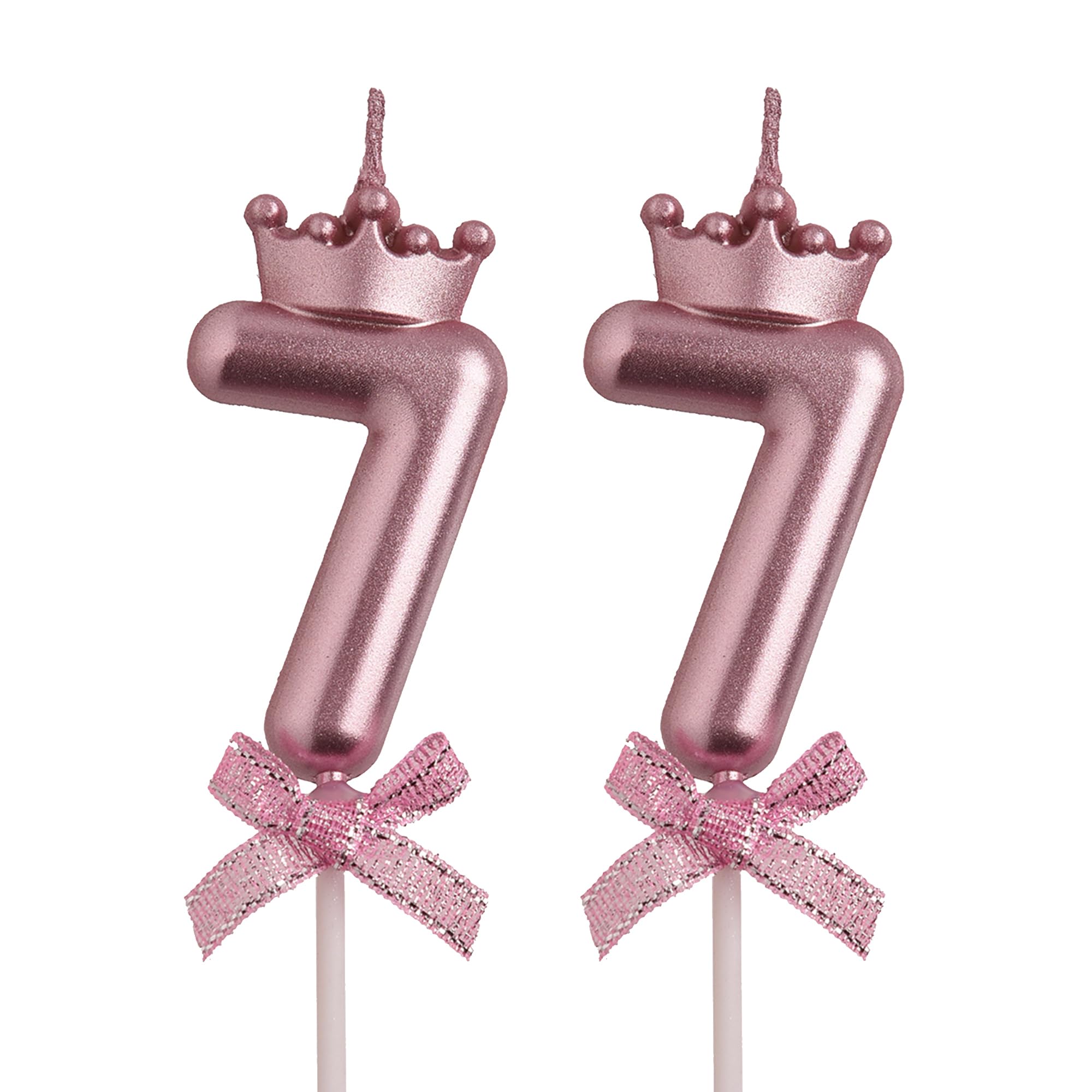 Amazon.com: AOOLADA 77th Birthday Candles, Rose Gold 77 Year Old Number ...